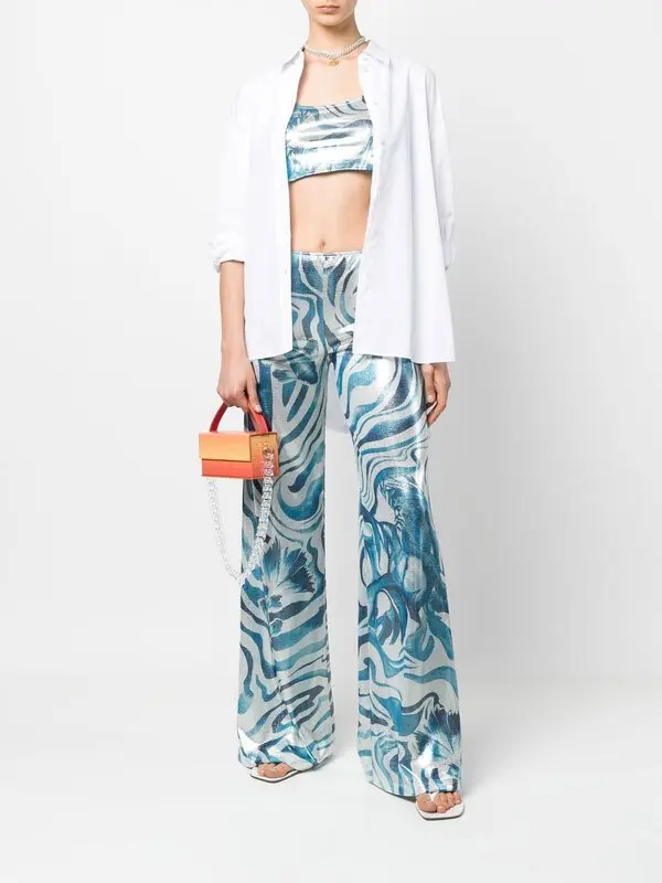 Alberta Ferretti Swirl Print Crop Top