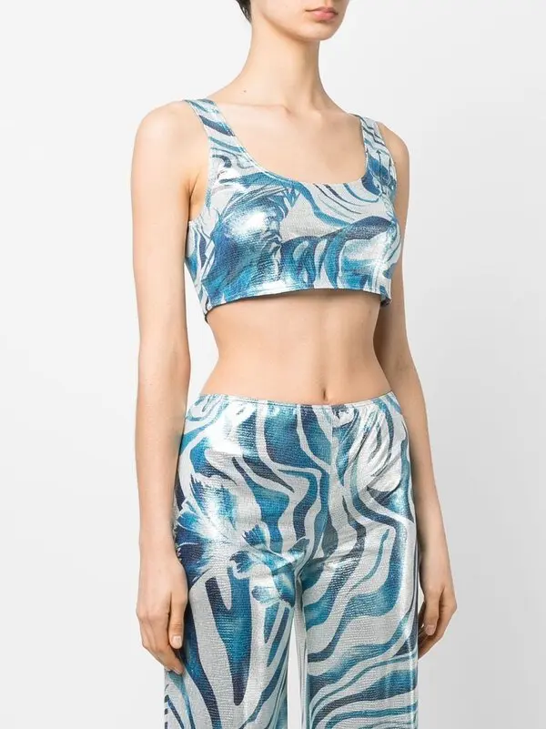Alberta Ferretti Swirl Print Crop Top