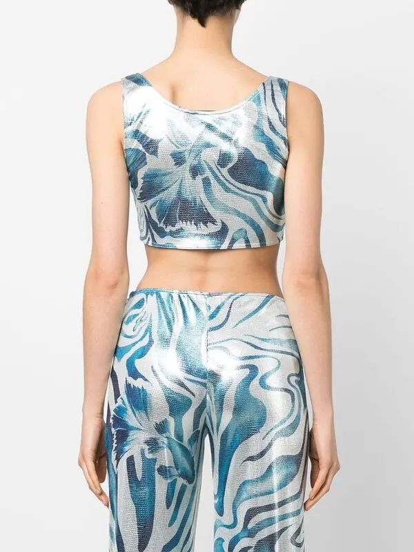 Alberta Ferretti Swirl Print Crop Top