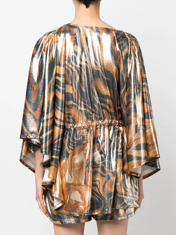 Alberta Ferretti Swirl Print Metallic Top