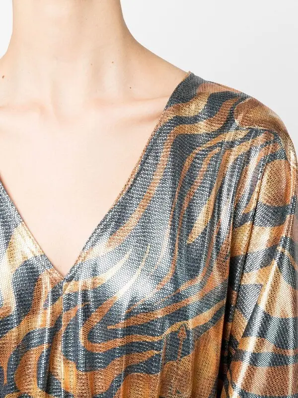 Alberta Ferretti Swirl Print Metallic Top
