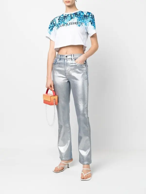 Alberta Ferretti Metallic Flared Jeans