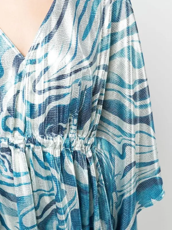 Alberta Ferretti Swirl Print Flared Sleeve Top