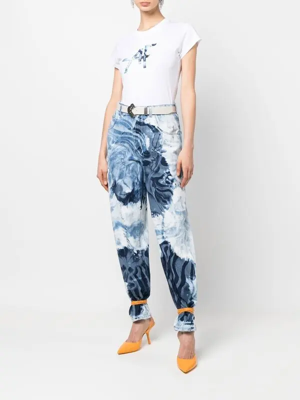 Alberta Ferretti Graphic Print Tapered Jeans