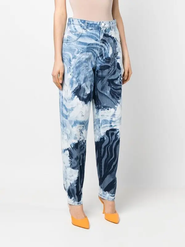 Alberta Ferretti Graphic Print Tapered Jeans
