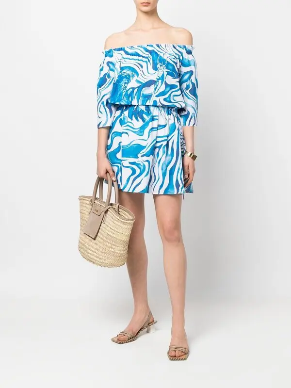 Alberta Ferretti Swirl Print Shift Dress