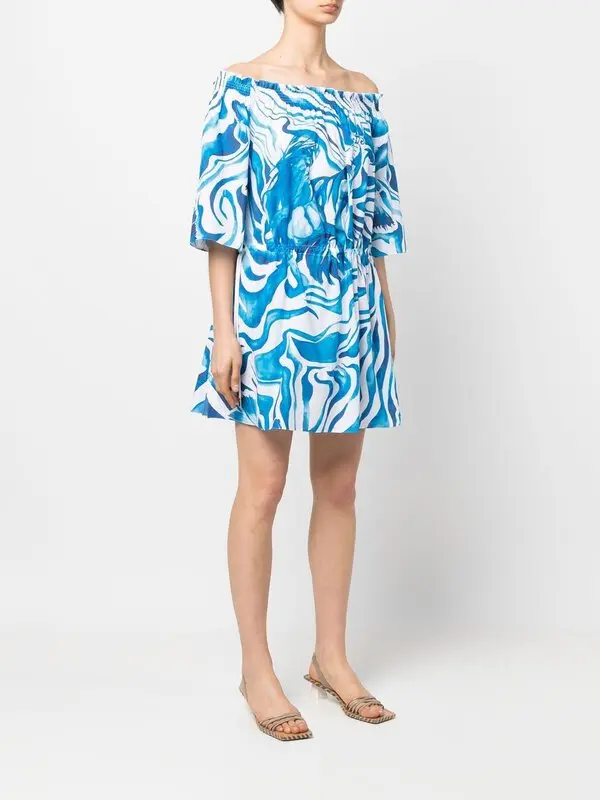 Alberta Ferretti Swirl Print Shift Dress