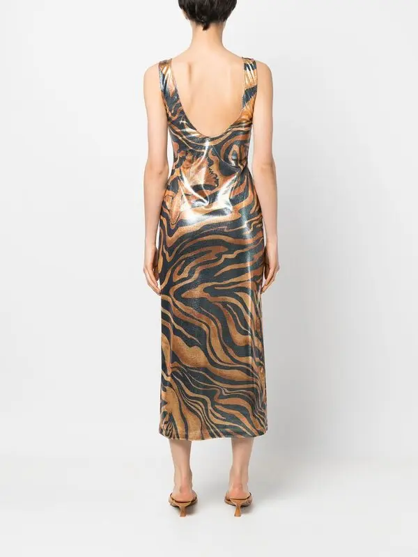 Alberta Ferretti Metallic Swirl Print Dress