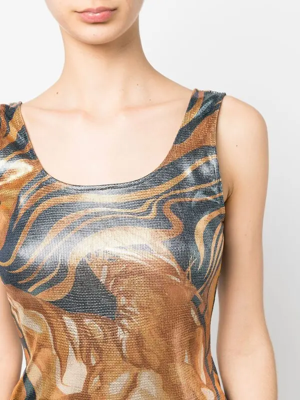Alberta Ferretti Metallic Swirl Print Dress