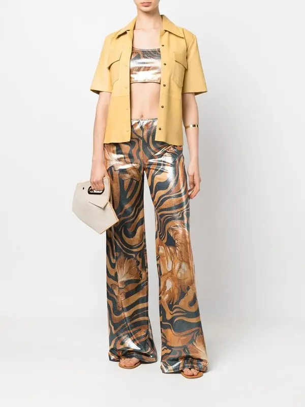 Alberta Ferretti Swirl Print Wide Leg Trousers