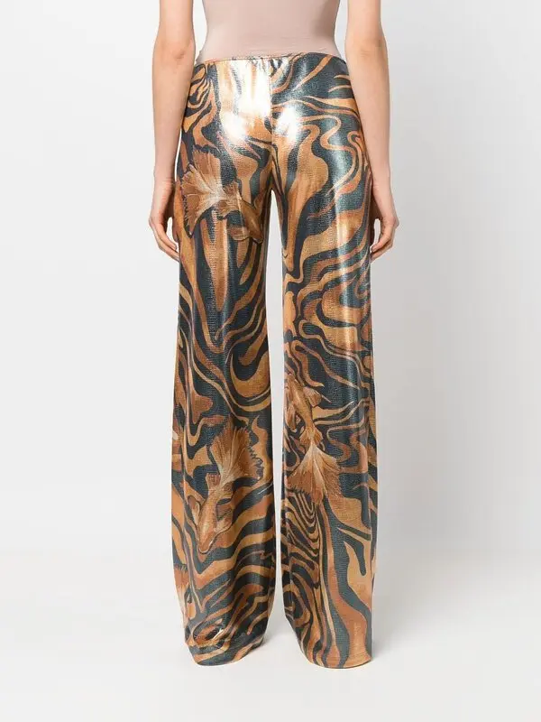 Alberta Ferretti Swirl Print Wide Leg Trousers