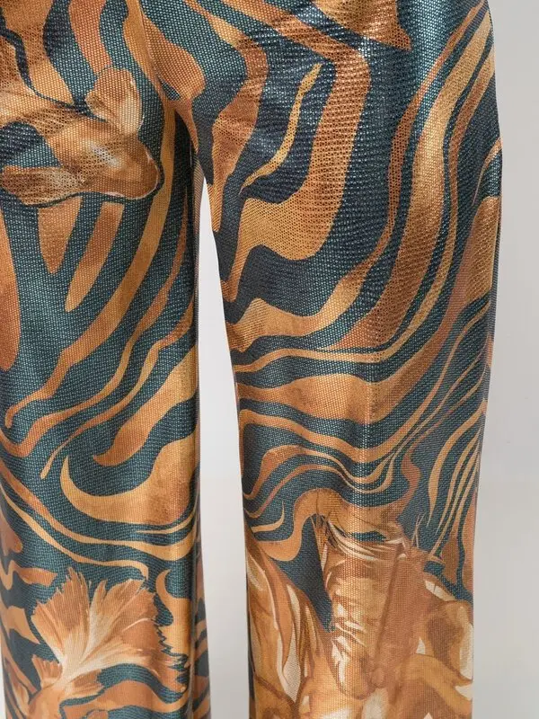Alberta Ferretti Swirl Print Wide Leg Trousers