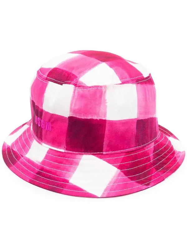 MSGM Gingham Bucket Hat - Pink