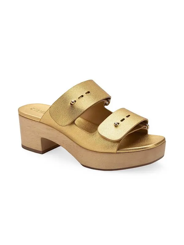 Mercedes Castillo Lisanne Double-strap Leather Clog Sandals
