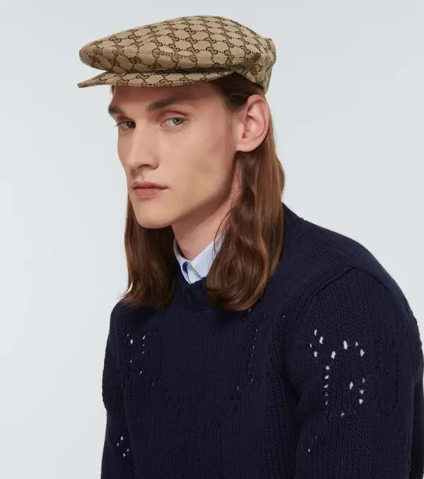 Gucci Gg Canvas Flat Cap - Brown | Editorialist display picture 3