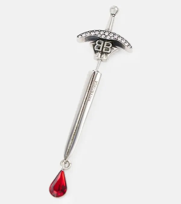 Balenciaga Embellished Single Sword Earring Silver Editorialist