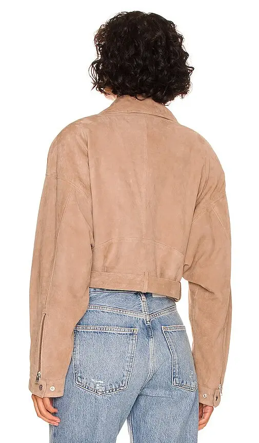 LAMARQUE Dylan Suede Moto Jacket In Tan