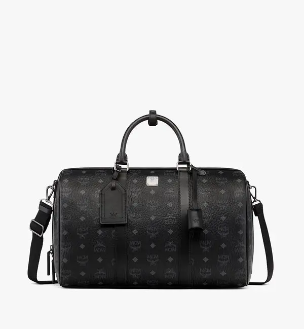 Mcm Ottomar Weekender Bag In Visetos Monogram Canvas - Black