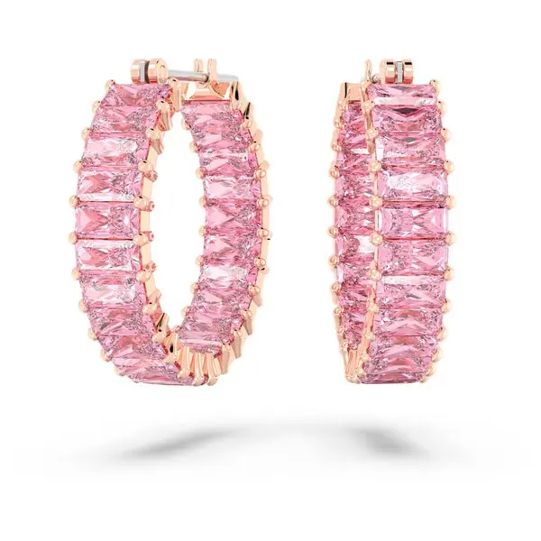 SWAROVSKI Matrix Hoop Earrings With Baguette-cut Zirconia - Pink