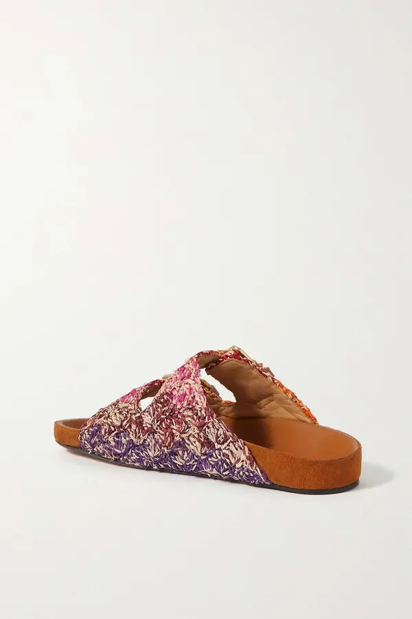 Isabel Marant Lennyo Leather-trimmed Raffia Sandals