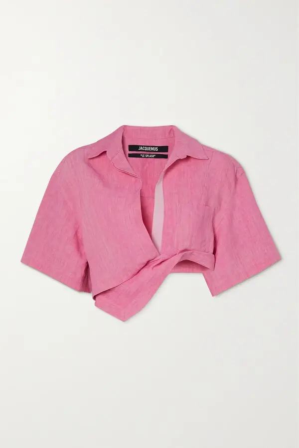 Jacquemus Capri Asymmetric Cropped Linen Shirt