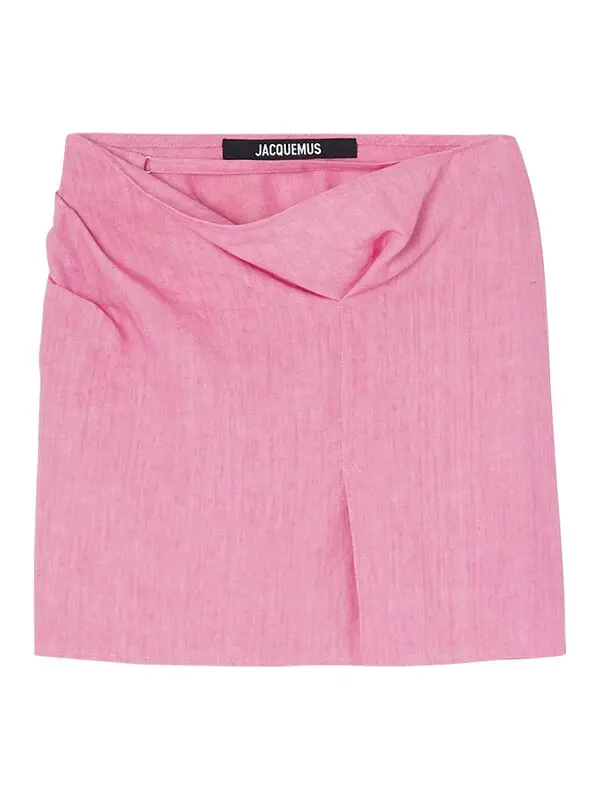 Jacquemus Cutout Draped Linen Mini Skirt