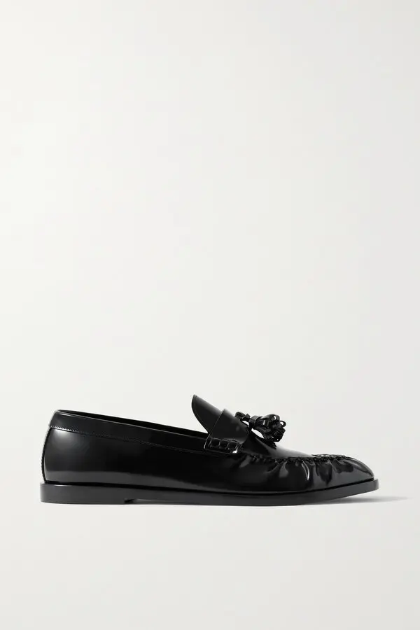 THE ROW Tasseled Leather Loafers - Black
