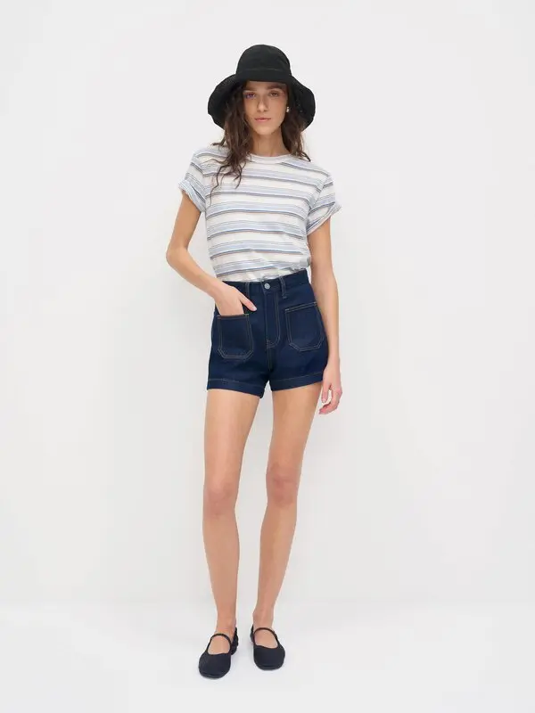 REFORMATION Alyssa Stretch High Rise 3.5" Jean Shorts - Blue