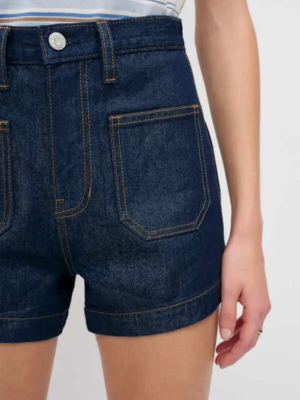 REFORMATION Alyssa Stretch High-rise Jean Shorts - Blue