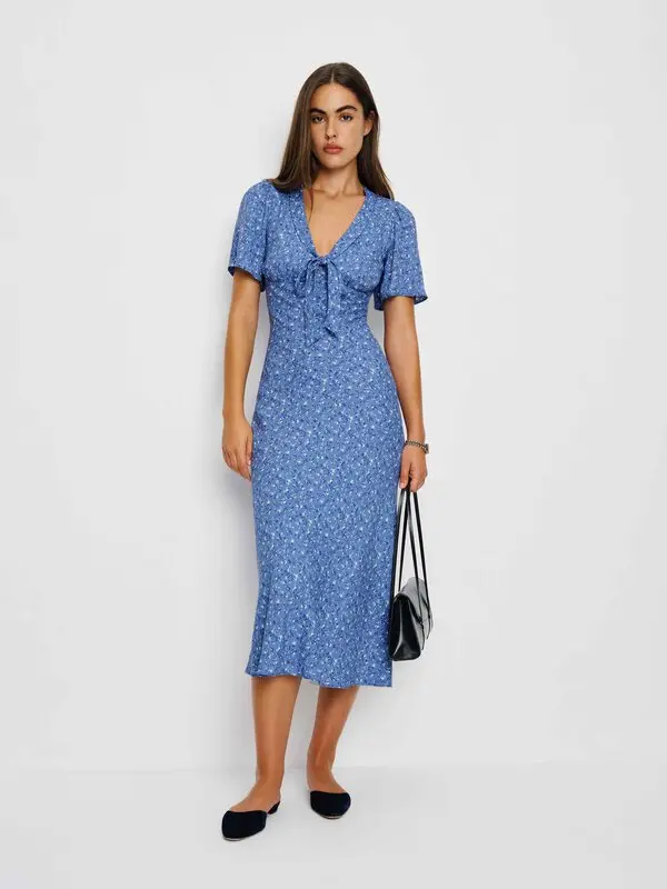 REFORMATION Tyra Midi Dress - Blue