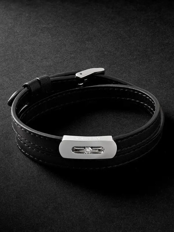 Messika My Move Diamond And Leather Bracelet - Black