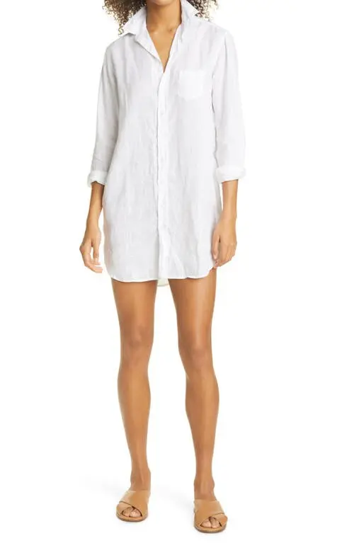 Frank & Eileen Mary Classic Long Sleeve Shirtdress - White Line