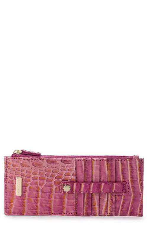 Brahmin Croc Embossed Leather Credit Card Wallet - Rouge Blush