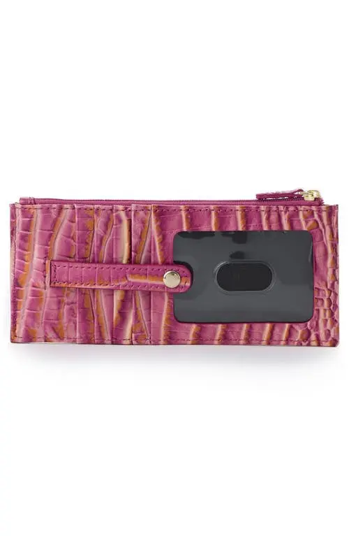Brahmin Croc Embossed Leather Credit Card Wallet - Rouge Blush
