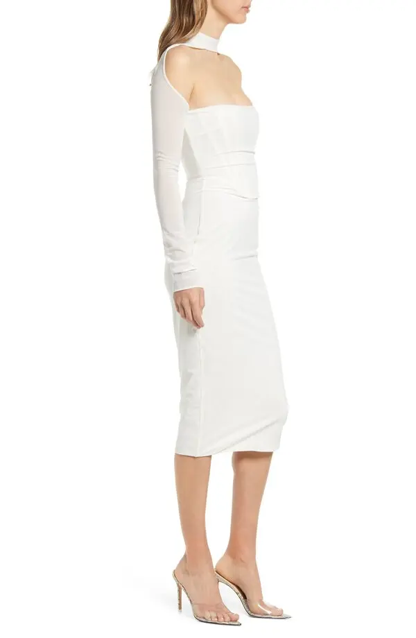 knee length dresses for ladies Faux Leather Poplin Corset Midi Dress main image 1