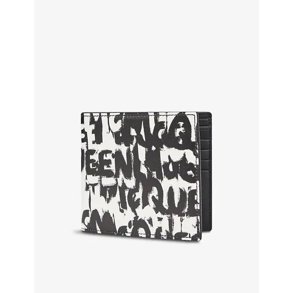 Alexander McQueen Graffiti Brand-print Leather Billfold Wallet