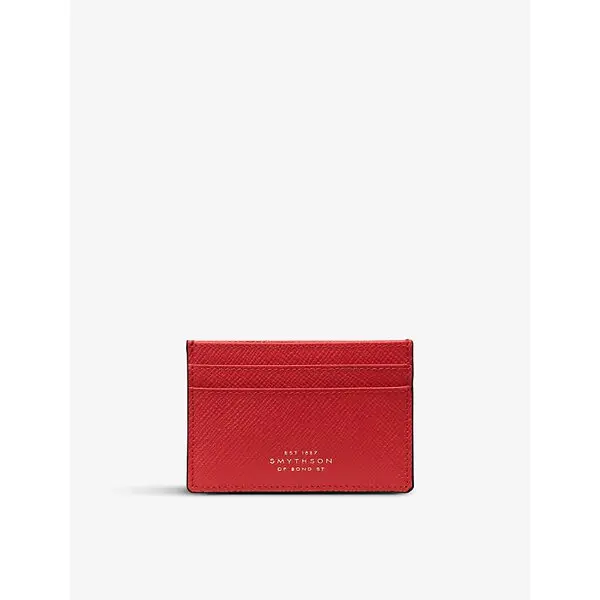 Smythson Panama Leather Card Holder - Scarlet Red