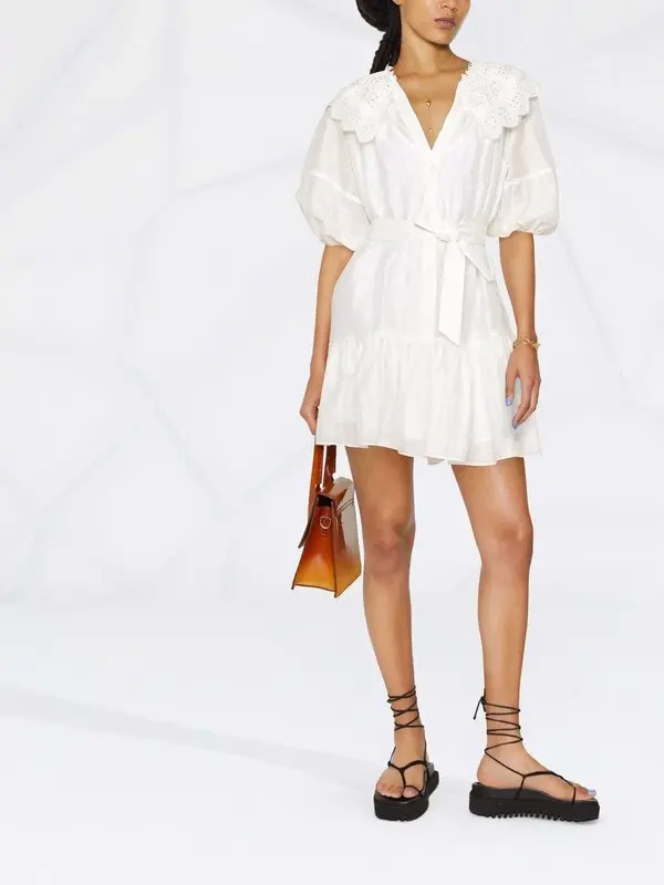 Sandro Puff-sleeve Belted Minidress