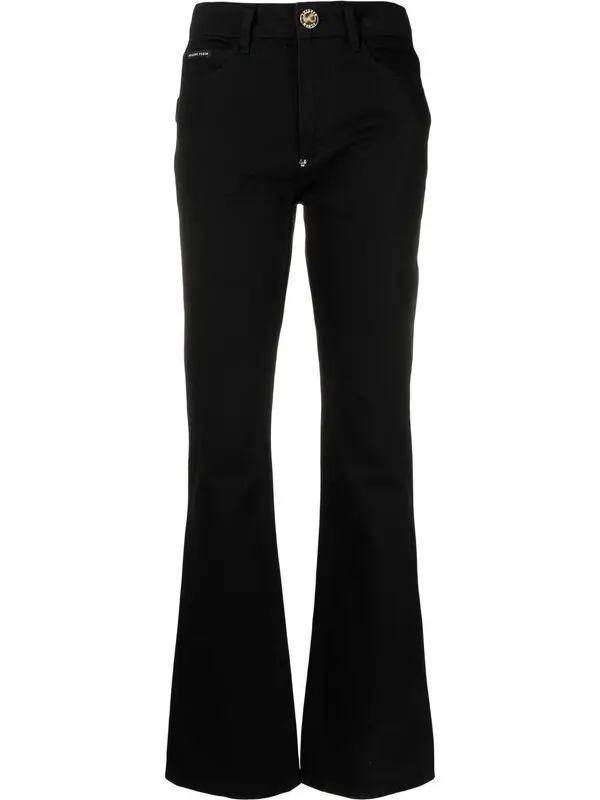 Philipp Plein Skull Flared High-waisted Jeans - Black