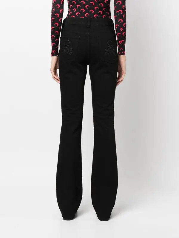 Philipp Plein Skull Flared High-waisted Jeans - Black