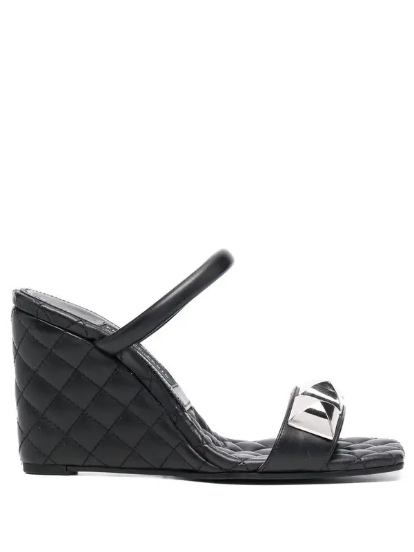 Philipp Plein Matelassé Leather Wedges - Black