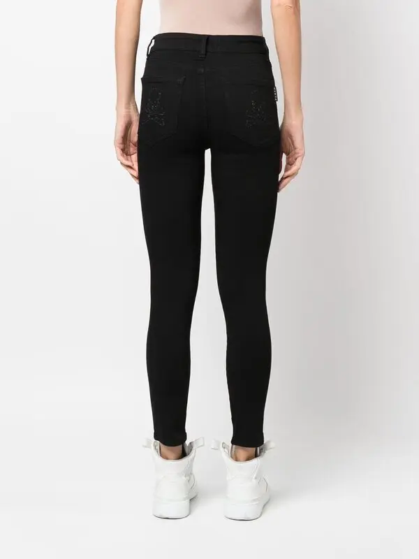 Philipp Plein Metallic Skull Skinny Jeans - Black