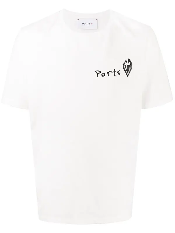 PORTS V Logo-print Short-sleeved T-shirt - White