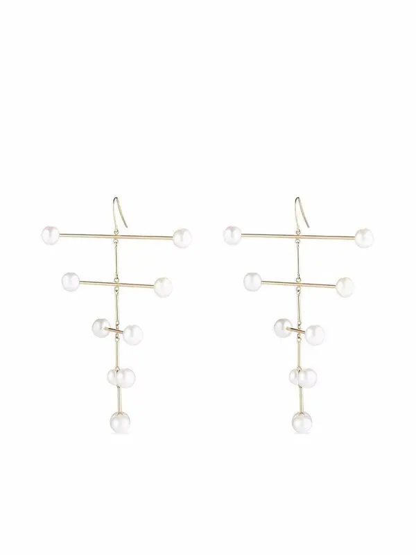 Mateo 14kt Yellow Blizzard Pearl Mobile Earrings - Gold