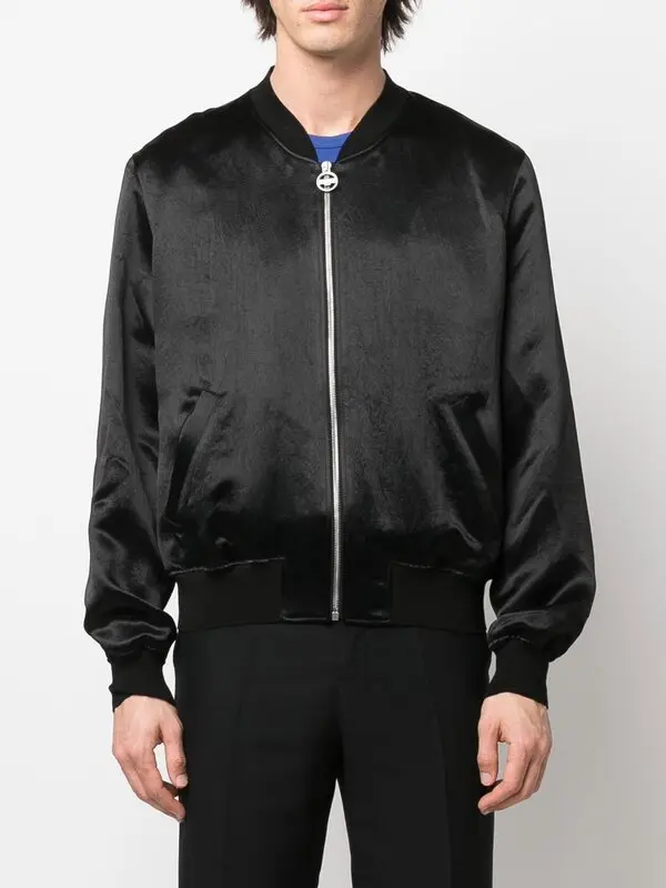 LANVIN Rhinestone Embellished Logo Bomber Jacket