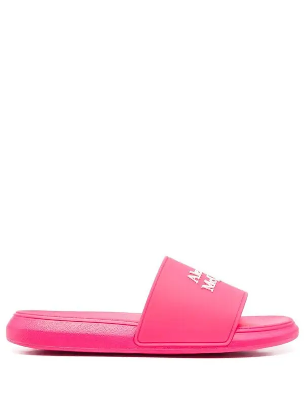 Alexander McQueen Logo-appliqué Slides - Pink