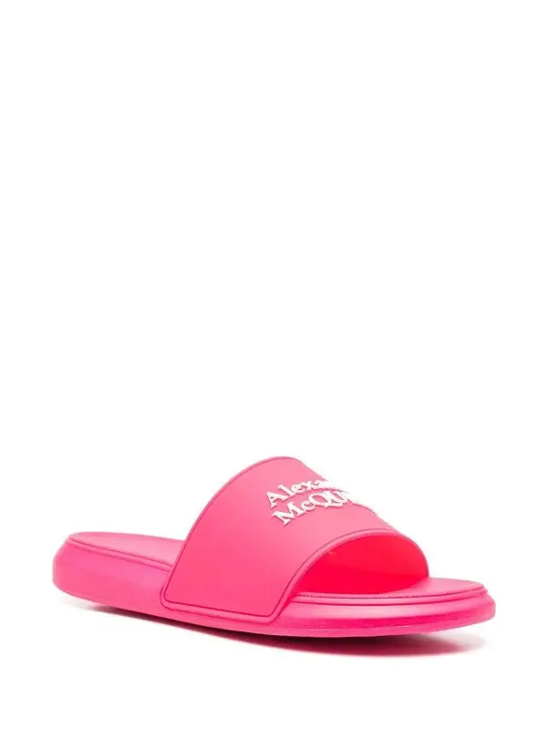 Alexander McQueen Logo-appliqué Slides - Pink