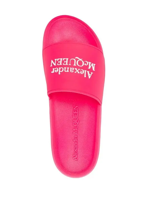 Alexander McQueen Logo-appliqué Slides - Pink