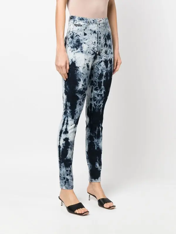 Philipp Plein Bleached High-waisted Skinny Jeans