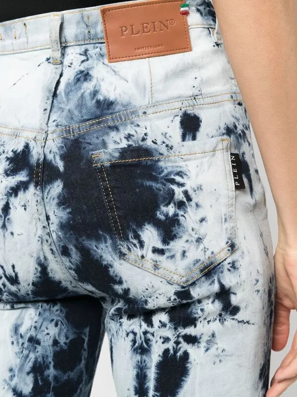 Philipp Plein Bleached High-waisted Skinny Jeans